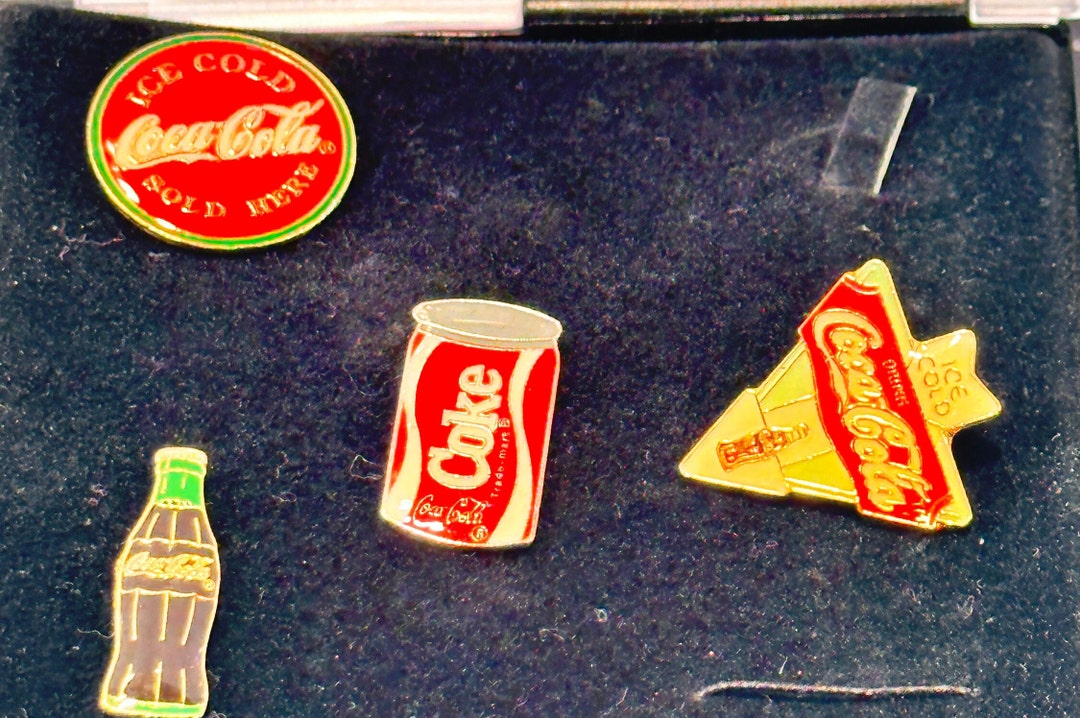 Four Metal Coca Cola Pin Back Buttons - Etsy