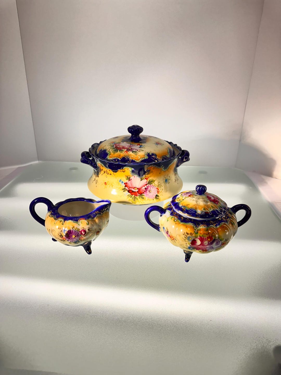 3 Pc Royal Nippon Cream Sugar Covered 2 Handle Bowl - Etsy