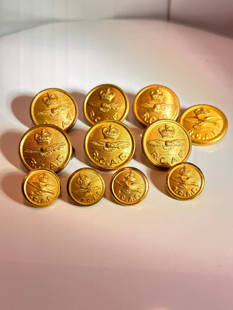 Eleven Vintage R.C.A.F Brass Buttons - Etsy