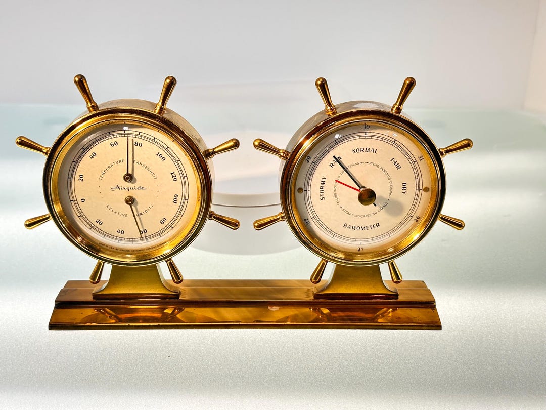 Brass Ship Wheels Airguide Thermometer and Barometer - Etsy