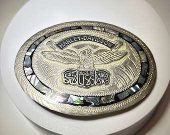 Brass Xl Topper Harley Davidson Logo Biker Motorcycle 70s Vintage Belt ...