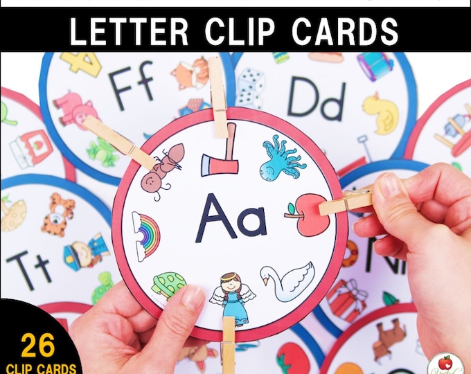 Beginning Sounds Alphabet Clip Cards | Letter of the Week | Alphabet ...