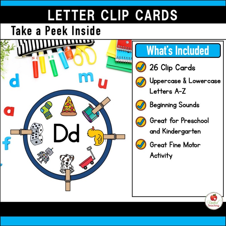 Beginning Sounds Alphabet Clip Cards | Letter of the Week | Alphabet ...