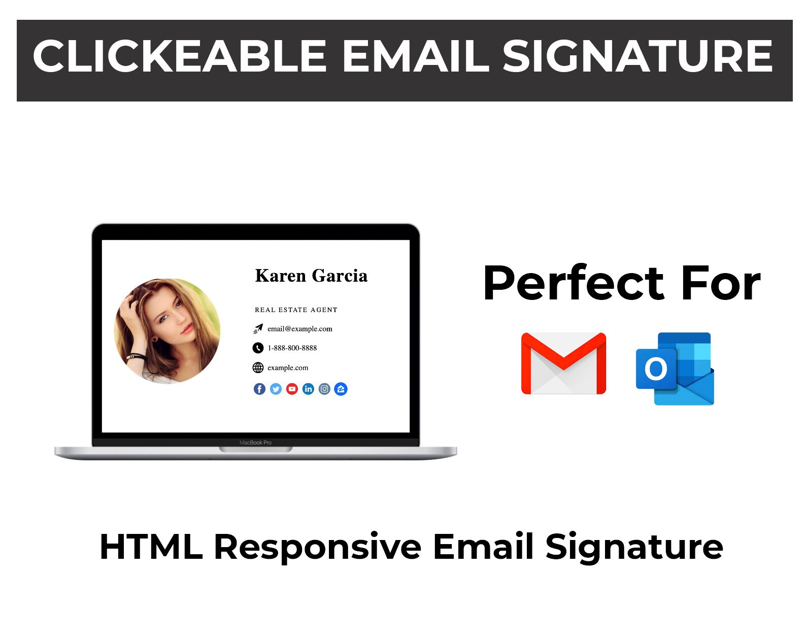Clickable HTML Email Signature Template Modern V1 - Etsy