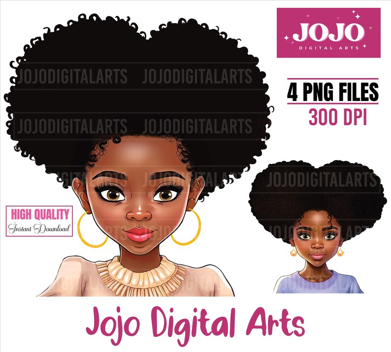 Afro Puff Black Girl PNG Black Girl Afro Puff Hairstyle - Etsy
