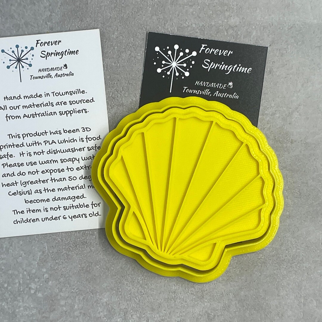Ocean FAN SHELL Shaped Cookie Cutter and Embosser Stamp for Fondant ...