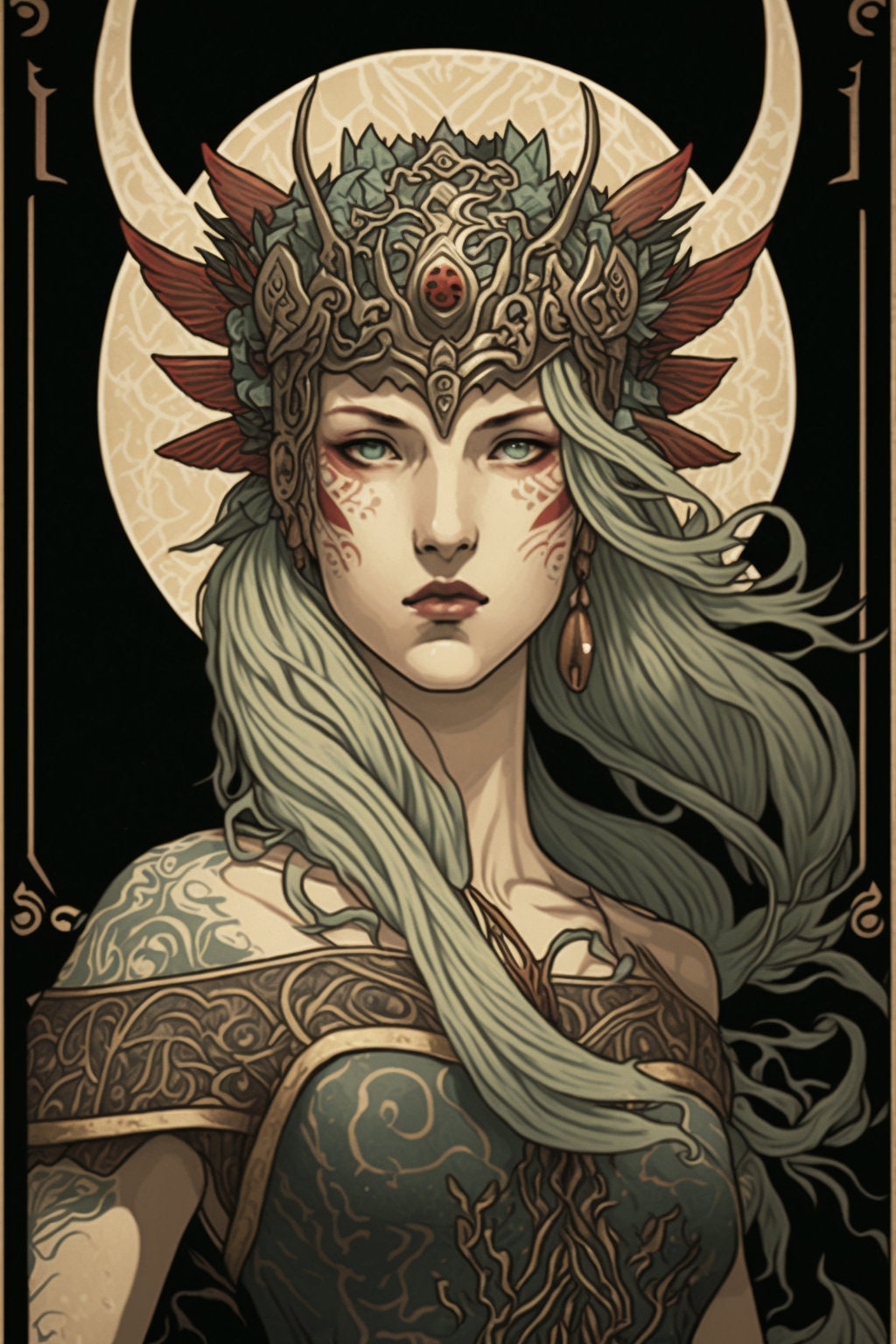 Norse Goddess Freya Ukiyo-e Japanese Styled Painted Graphics - Digital ...
