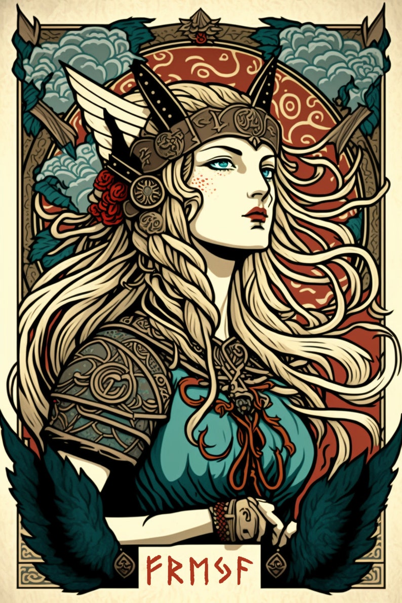 Norse Goddess Freya Ukiyo-e Japanese Styled Painted Graphics - Digital ...