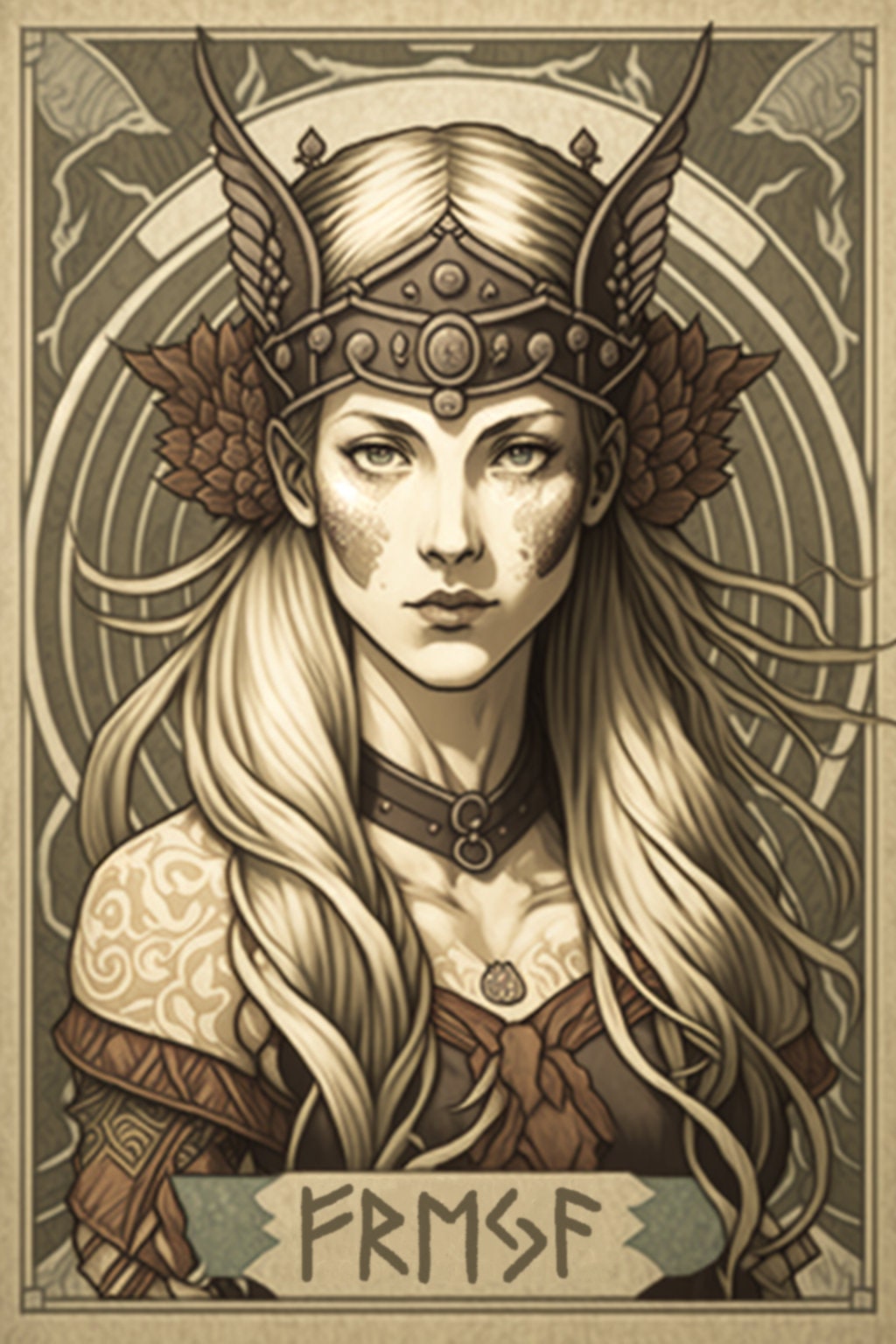 Norse Goddess Freya Ukiyo-e Japanese Styled Painted Graphics - Digital ...