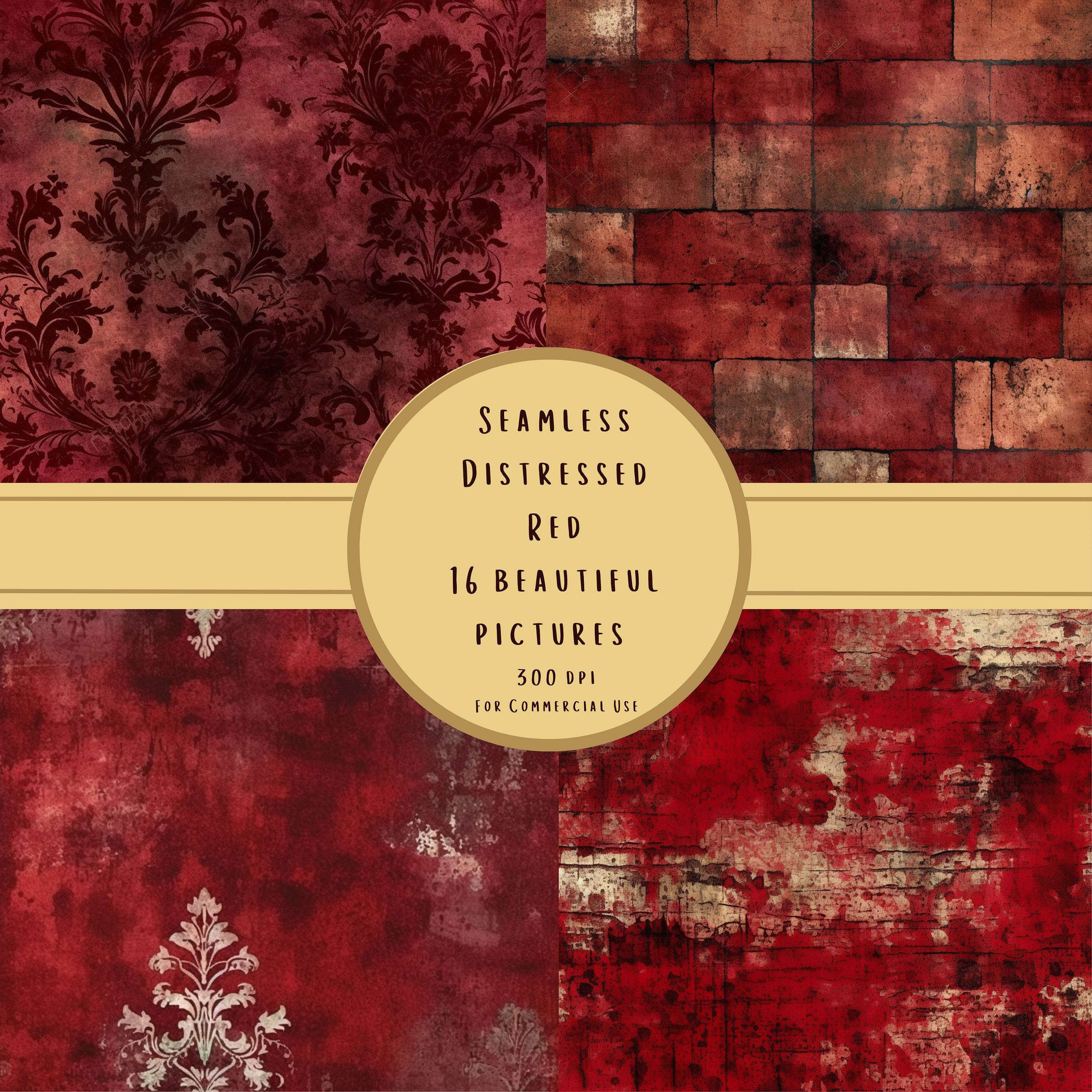 Seamless Dark Red Distressed Digital Paper Printable, Instant Download ...