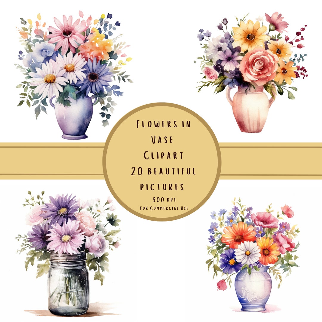 Flowers in Vase Clipart - 20 High Quality Jpgs | Pngs - Digital ...