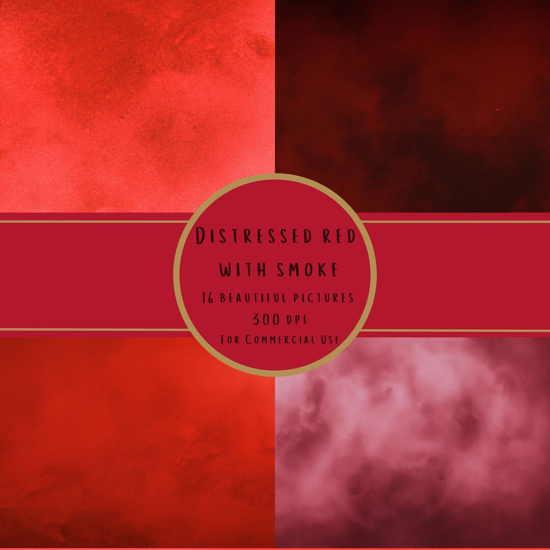Distressed Red With Smoke Textures Digital Paper, Red Grunge Printable ...