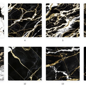 Black & White Marble Digital Paper, Marble Textures Gold Veins, Instant ...