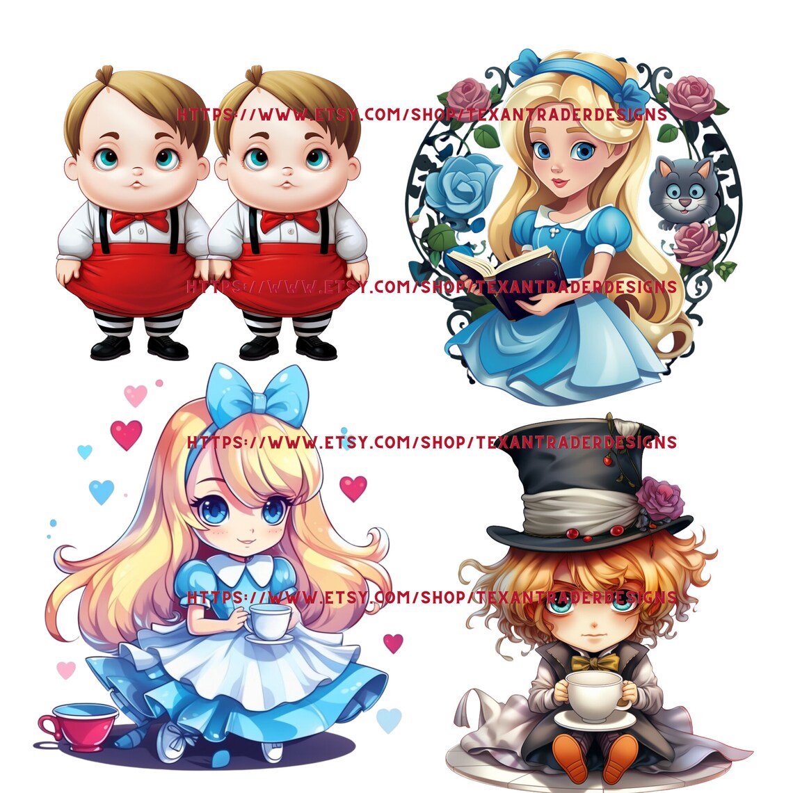 Cute CHIBI ALICE in Wonderland Bundle 45 Beautiful Pictures 300 Dpi ...