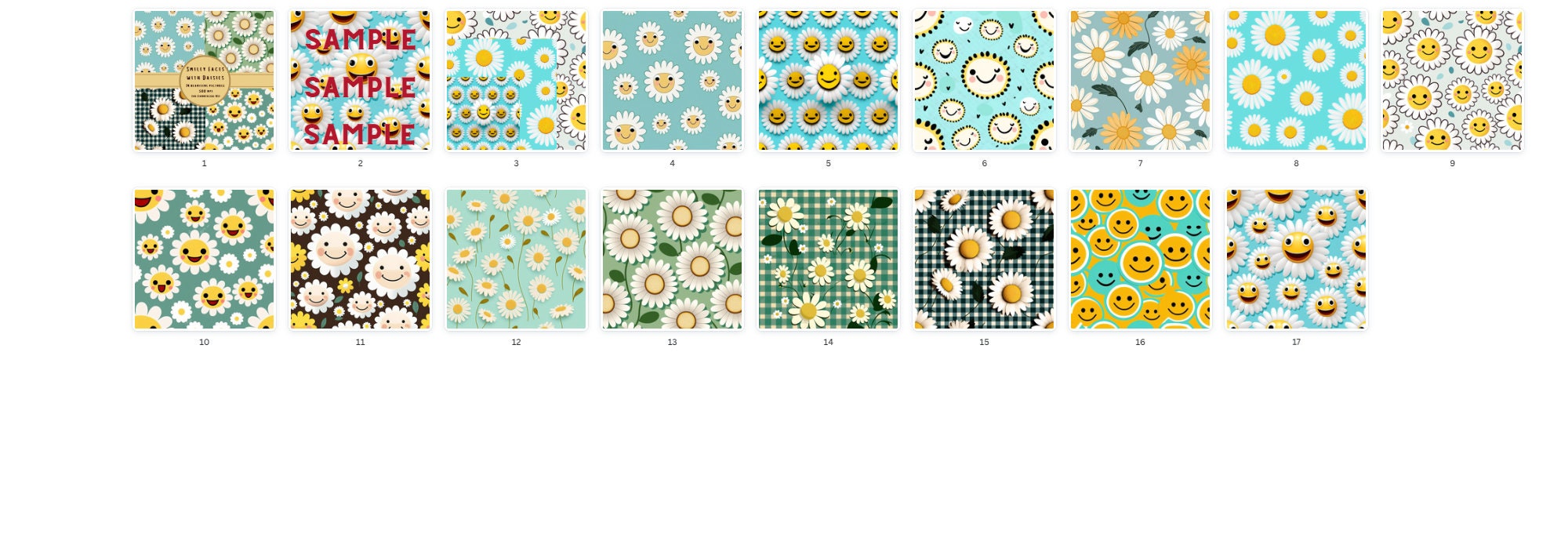 Smiley Face & Flower Pattern Digital Paper Printable, Instant Download ...