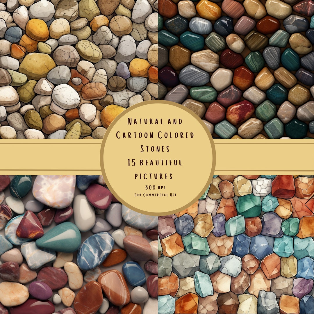 Natural and Cartoon Colored Stone Digital Digital Download for Card ...