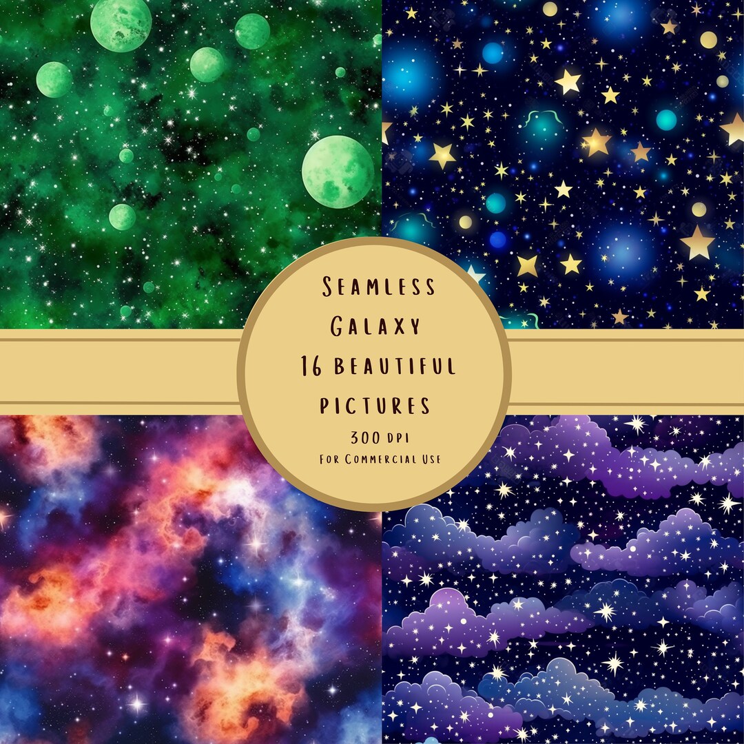 Seamless Galaxy: Red, Blue, Green Watercolor and Cosmic Patterns ...