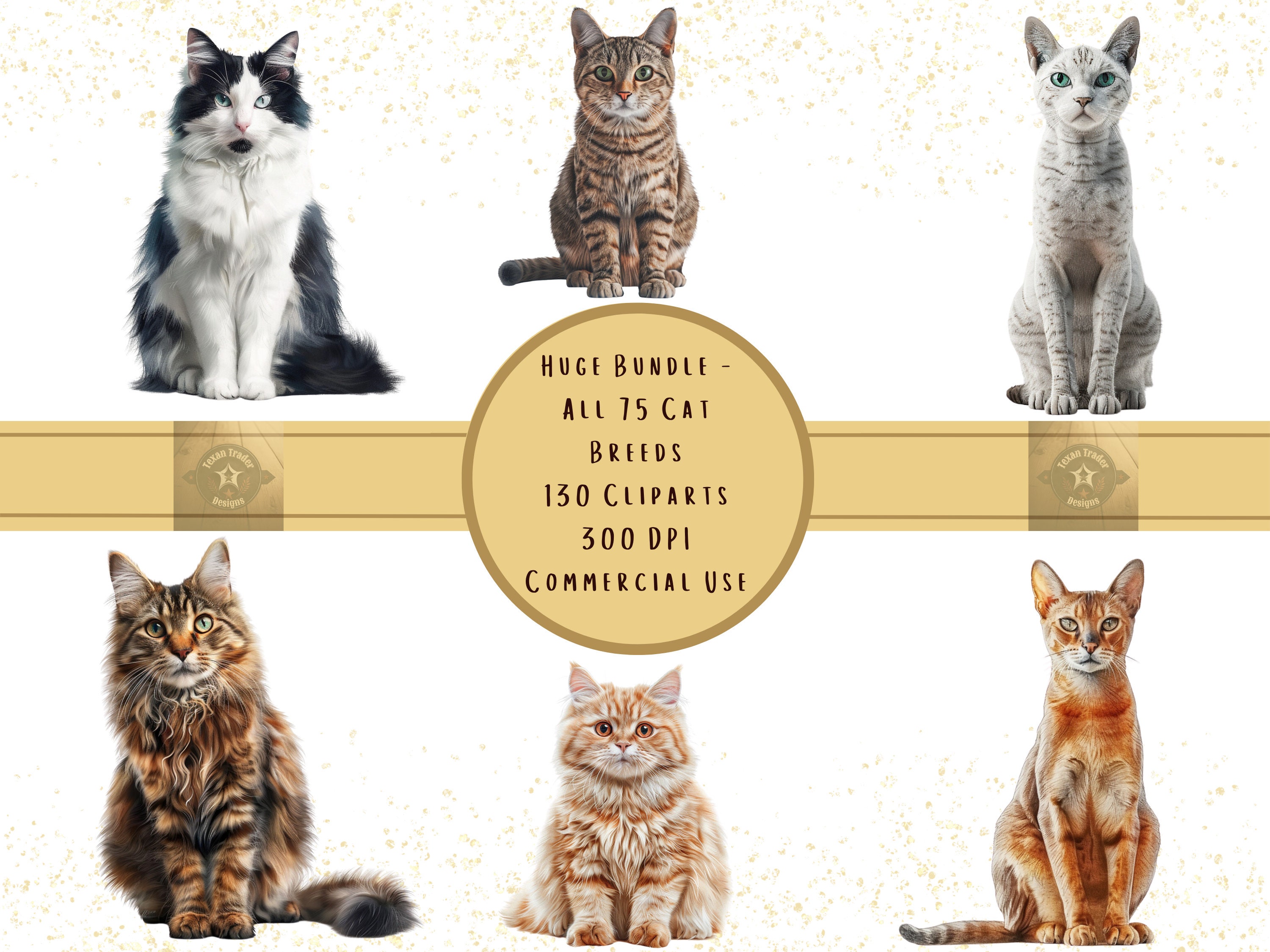 Huge Bundle - All 75 Cat Breeds 130 Cliparts 300 DPI Commercial Use - Etsy
