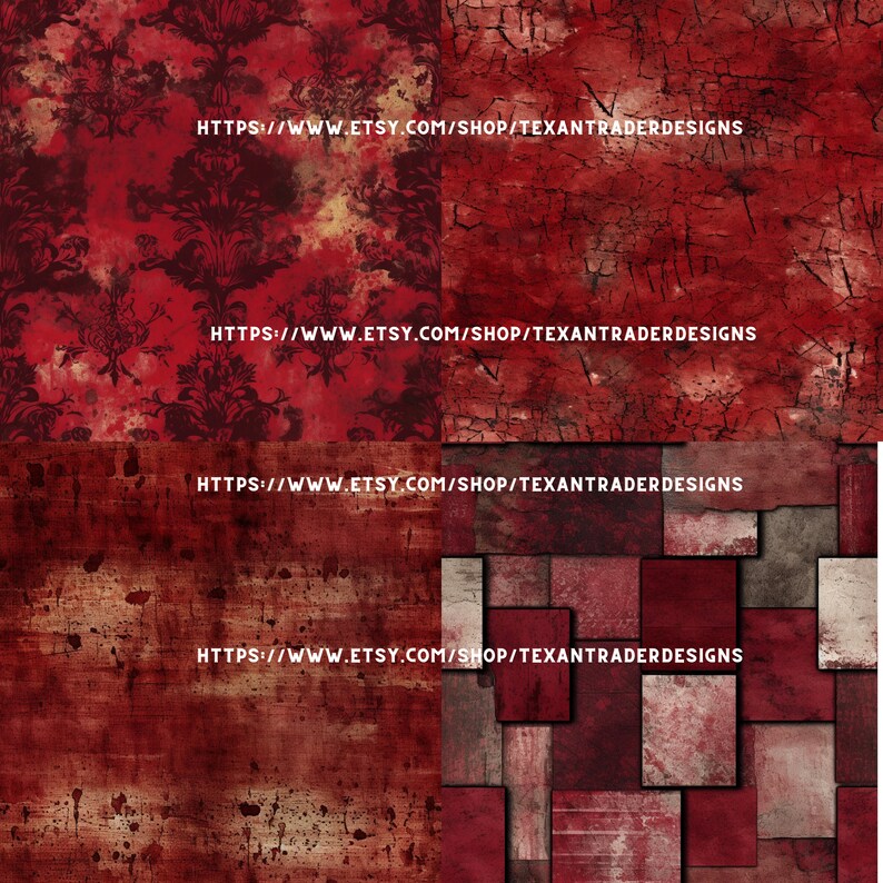 Seamless Dark Red Distressed Digital Paper Printable, Instant Download ...