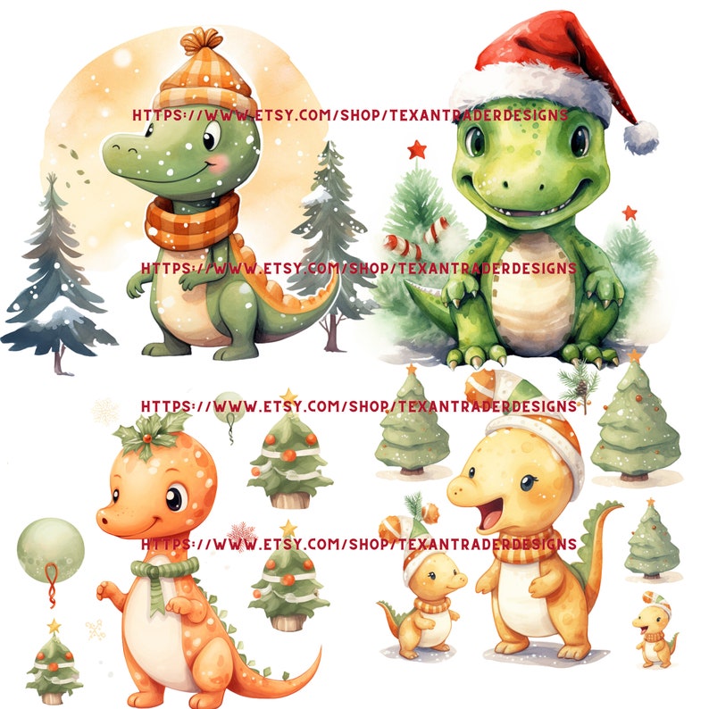 Cute Neutral Baby Dinosaur Christmas Theme PNG Clipart, Watercolor ...