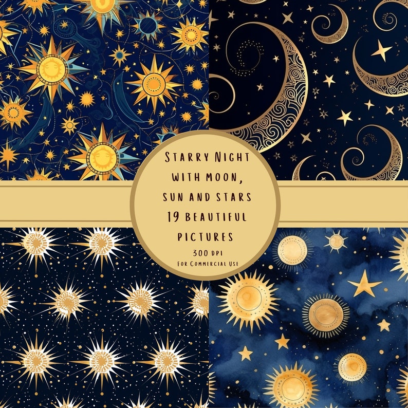 Starry Night Inspired Digital Paper Printable Instant Download ...