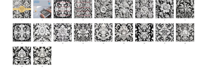 Vintage Black and White Damask Floral Embossed Realistic and Stencil ...