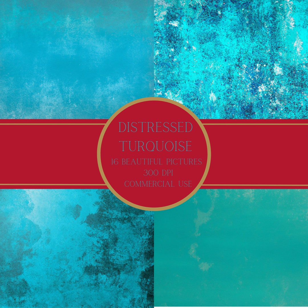 Distressed Turquoise Textures Digital Paper, Turquoise Printable Paper ...