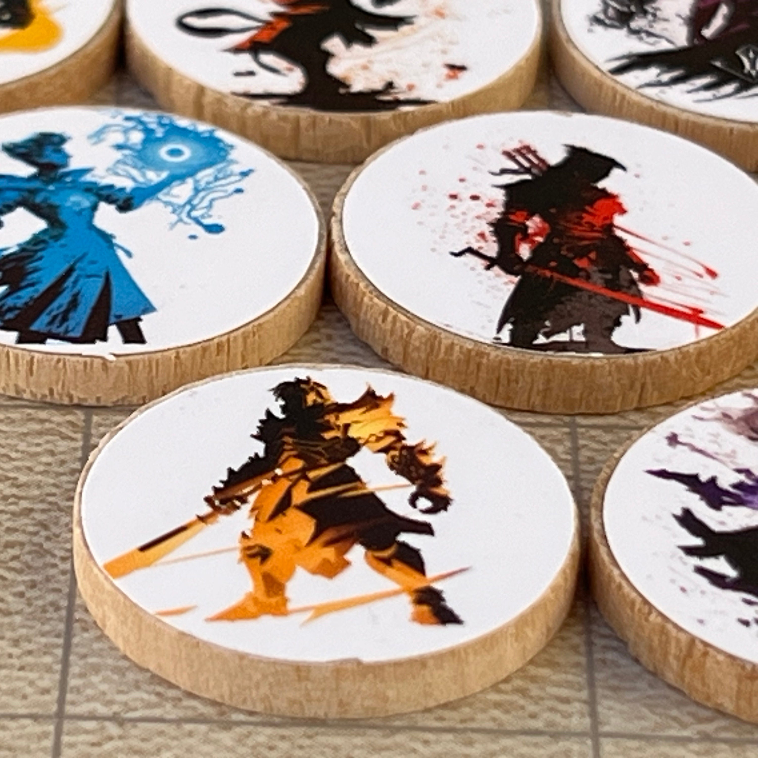 12pc DND / RPG Hero Tokens - Abstract Style - 1" Hardwood With Colorful ...