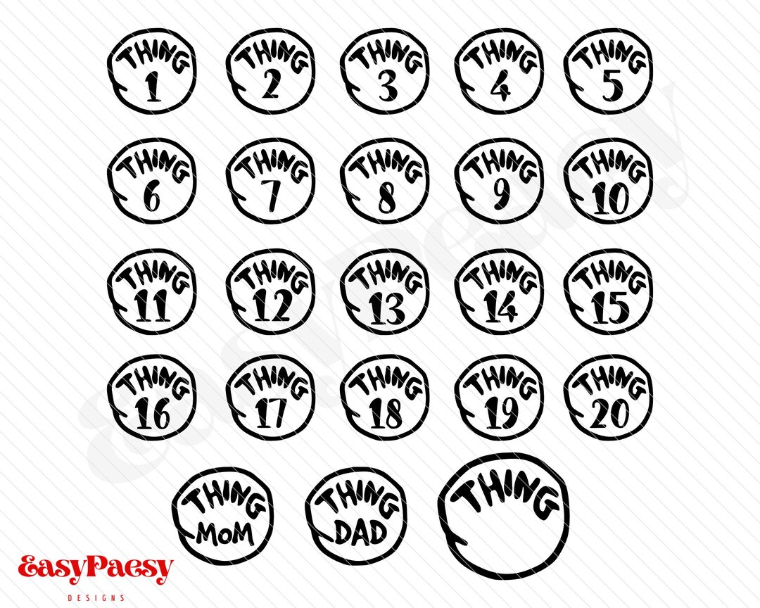 Thing 1 Thing 2 SVG Cut File | Cricut Cut Archive | Thing Mom Svg ...