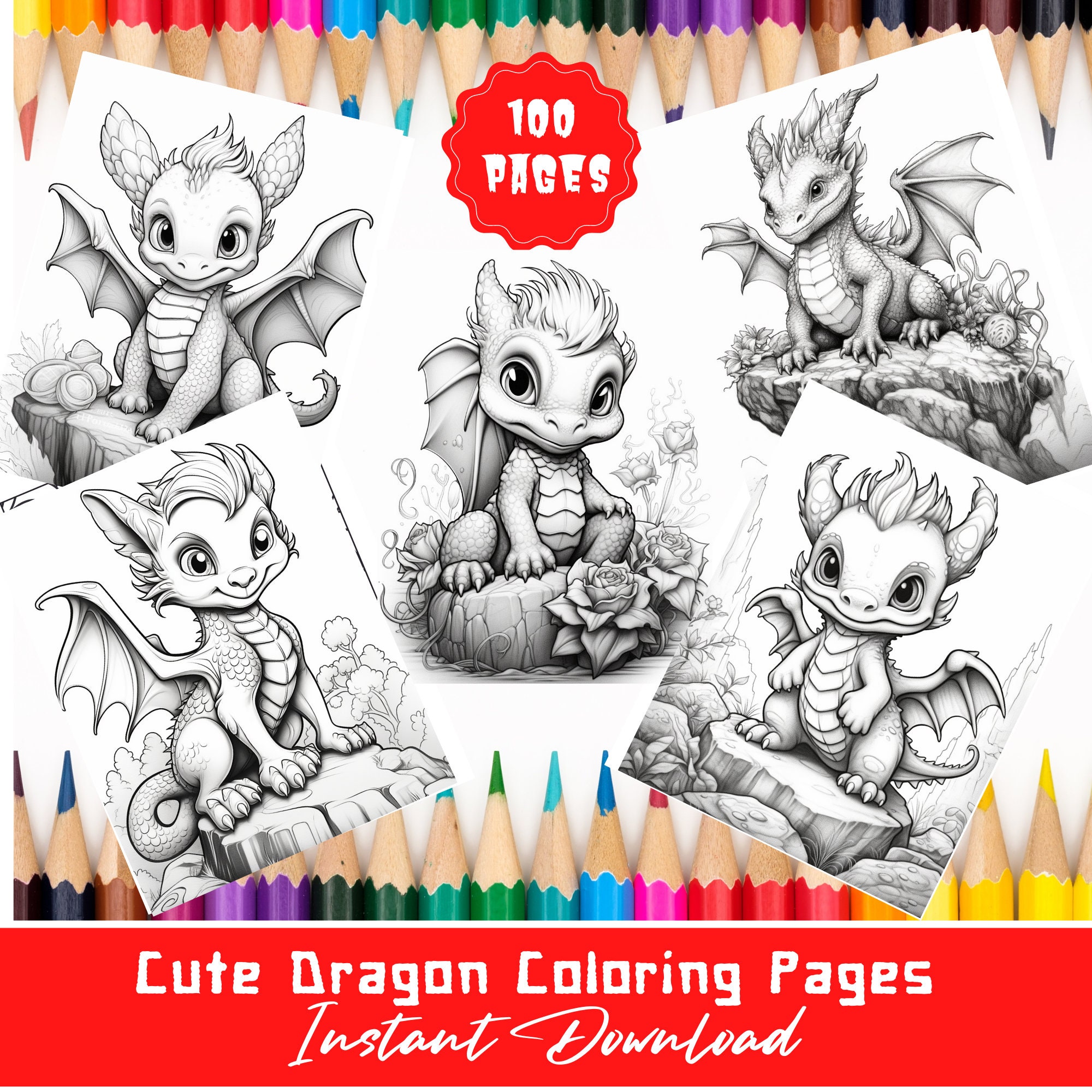 100 Cute Dragon Coloring Pages for Adults, Teens and Kids, Cute ...