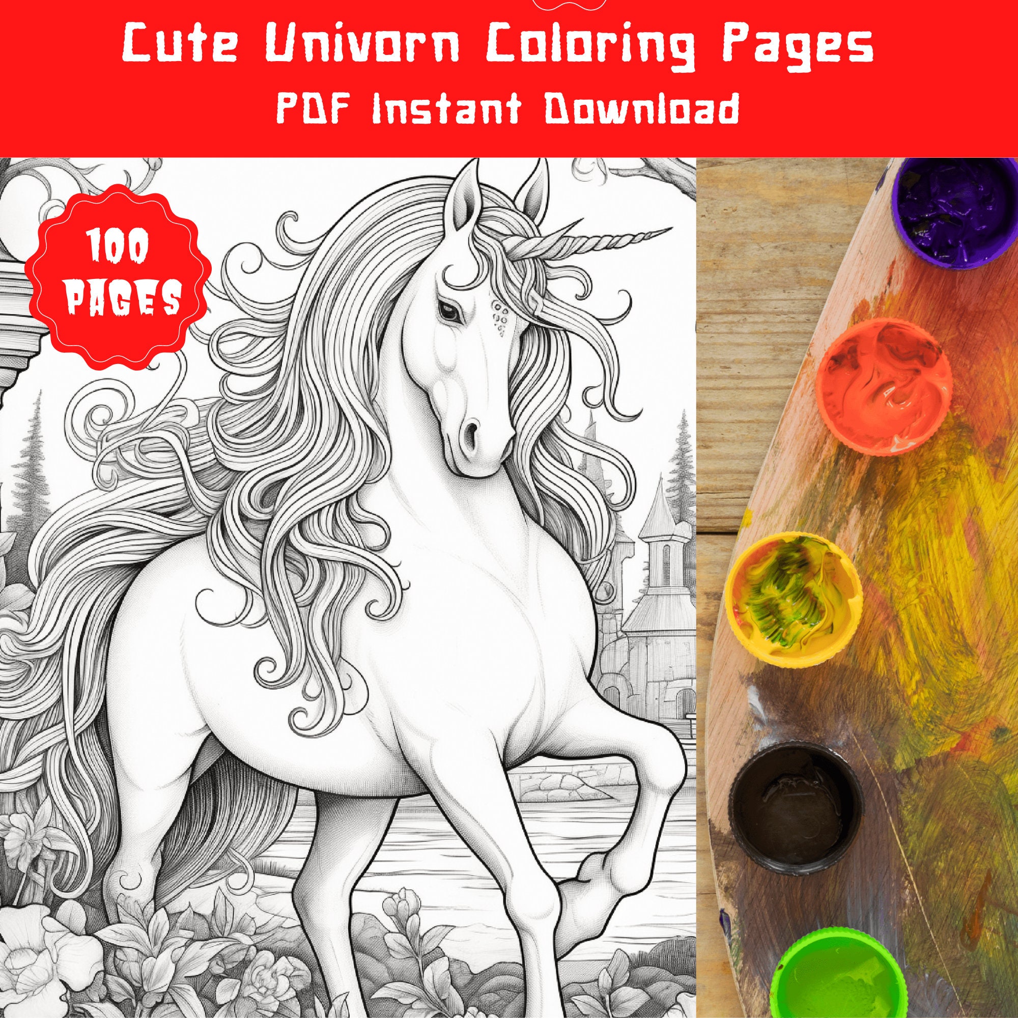 100 Cute Unicorn Coloring Pages for Adults, Teens and Kids, Cute ...