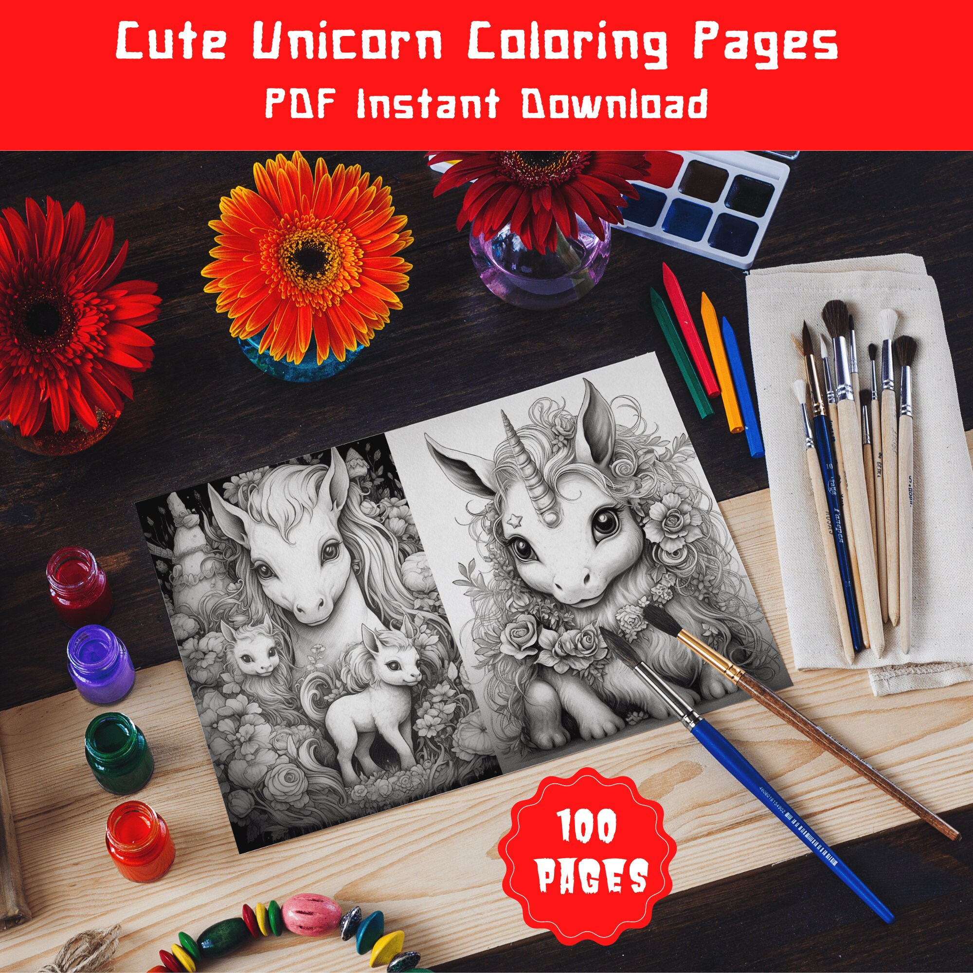 100 Cute Unicorn Coloring Pages for Adults, Teens and Kids, Cute ...