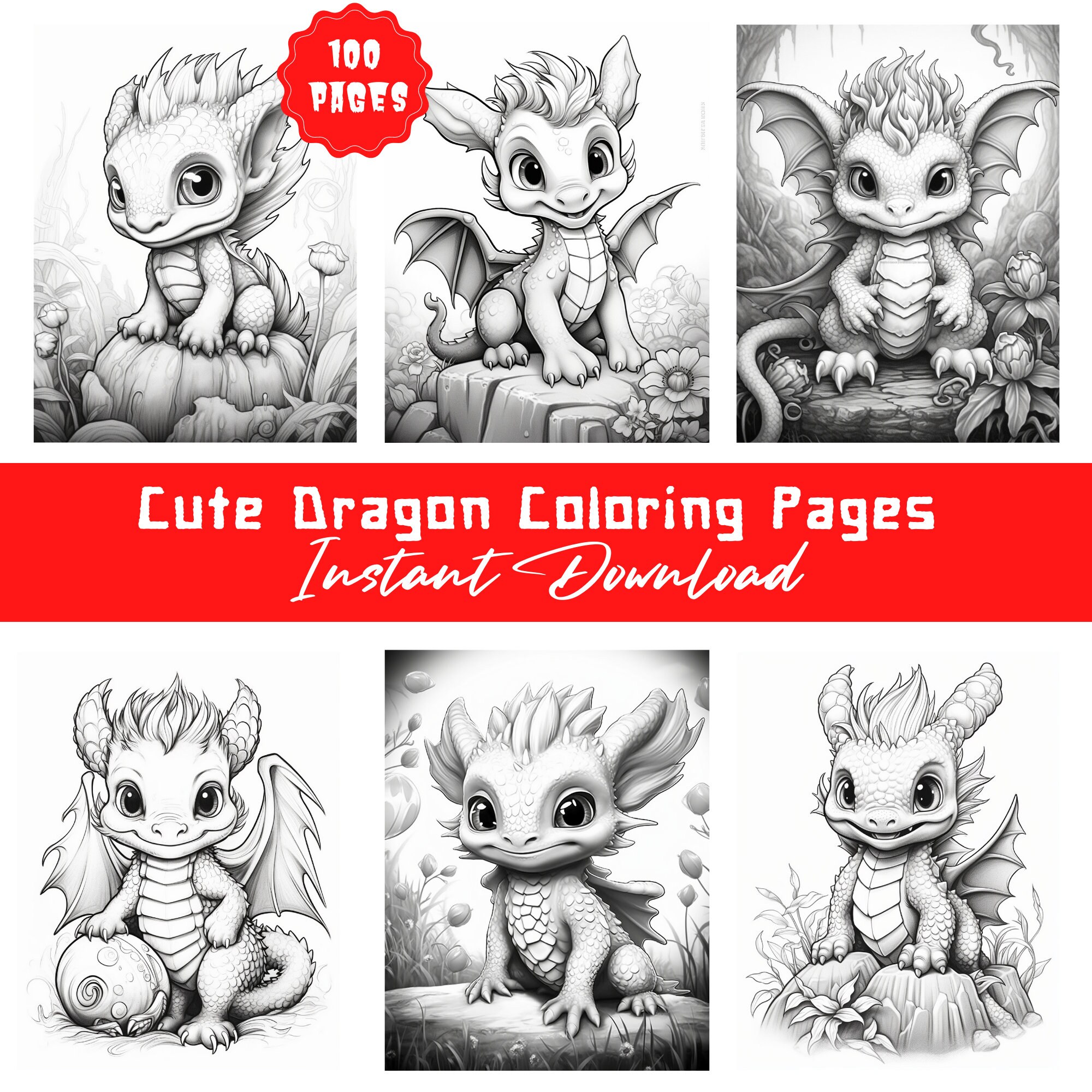 100 Cute Dragon Coloring Pages for Adults, Teens and Kids, Cute ...