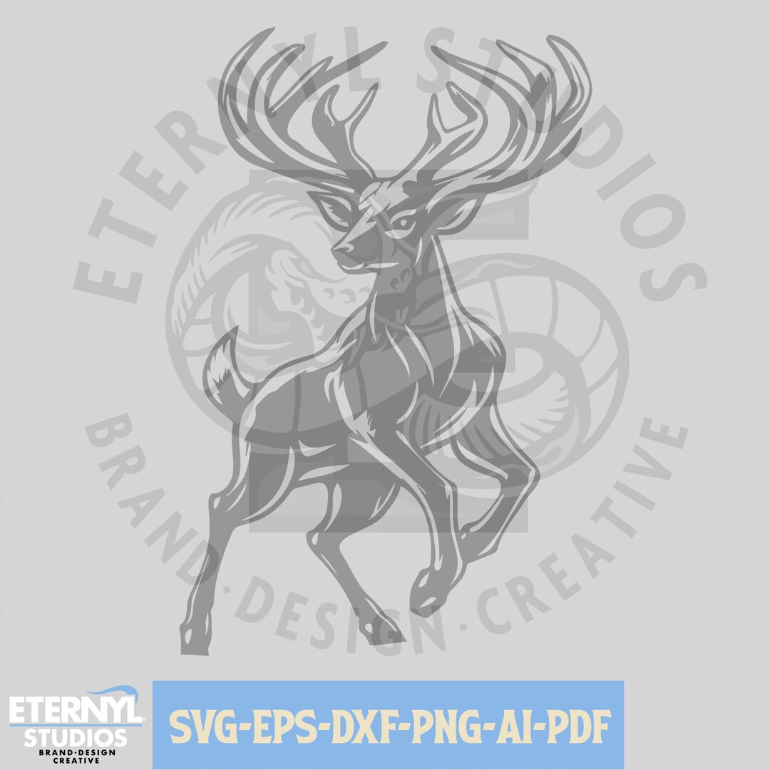 Deer Buck Vector Art, Hunting Deer Leaping, Magic Deer Jumping, - Etsy