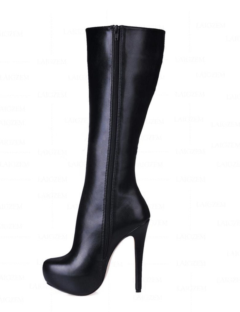 HIGH HEEL Fetish Mid Height Hidden Platform Boots Big Sizes Men's 15-16 ...