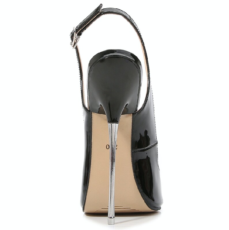 Metal High Heel Stiletto Slingback Sandals Sexy Patent Fetish 6 16cm