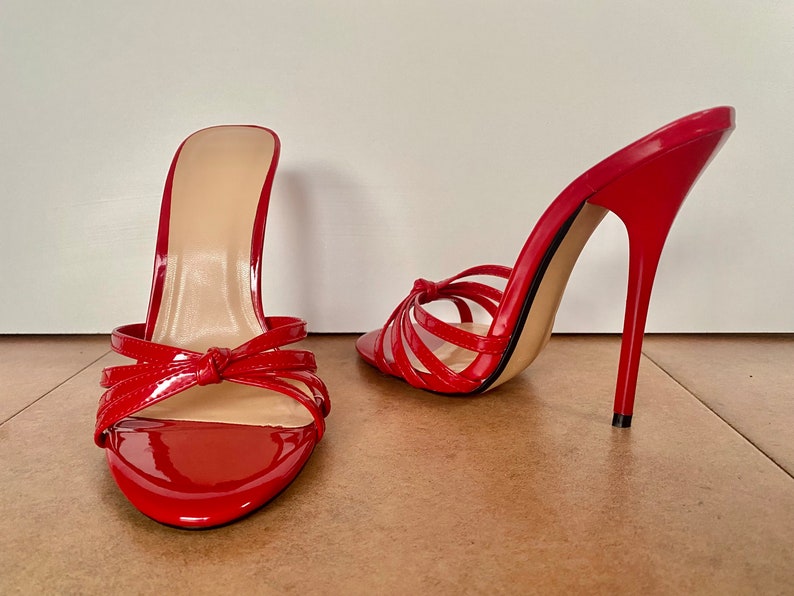 Extreme Thin Stiletto Heel 13cm Strappy High Heel Mules Round Toe Men's ...