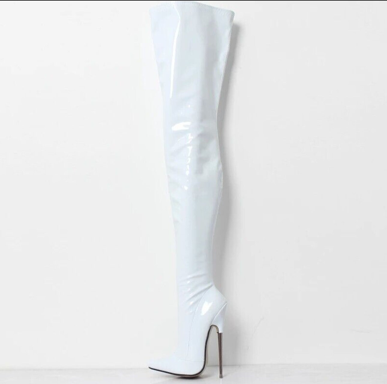 Fetish Metal High Heel Thigh Crotch Stiletto Boot Extreme 18cm UK3-13 ...