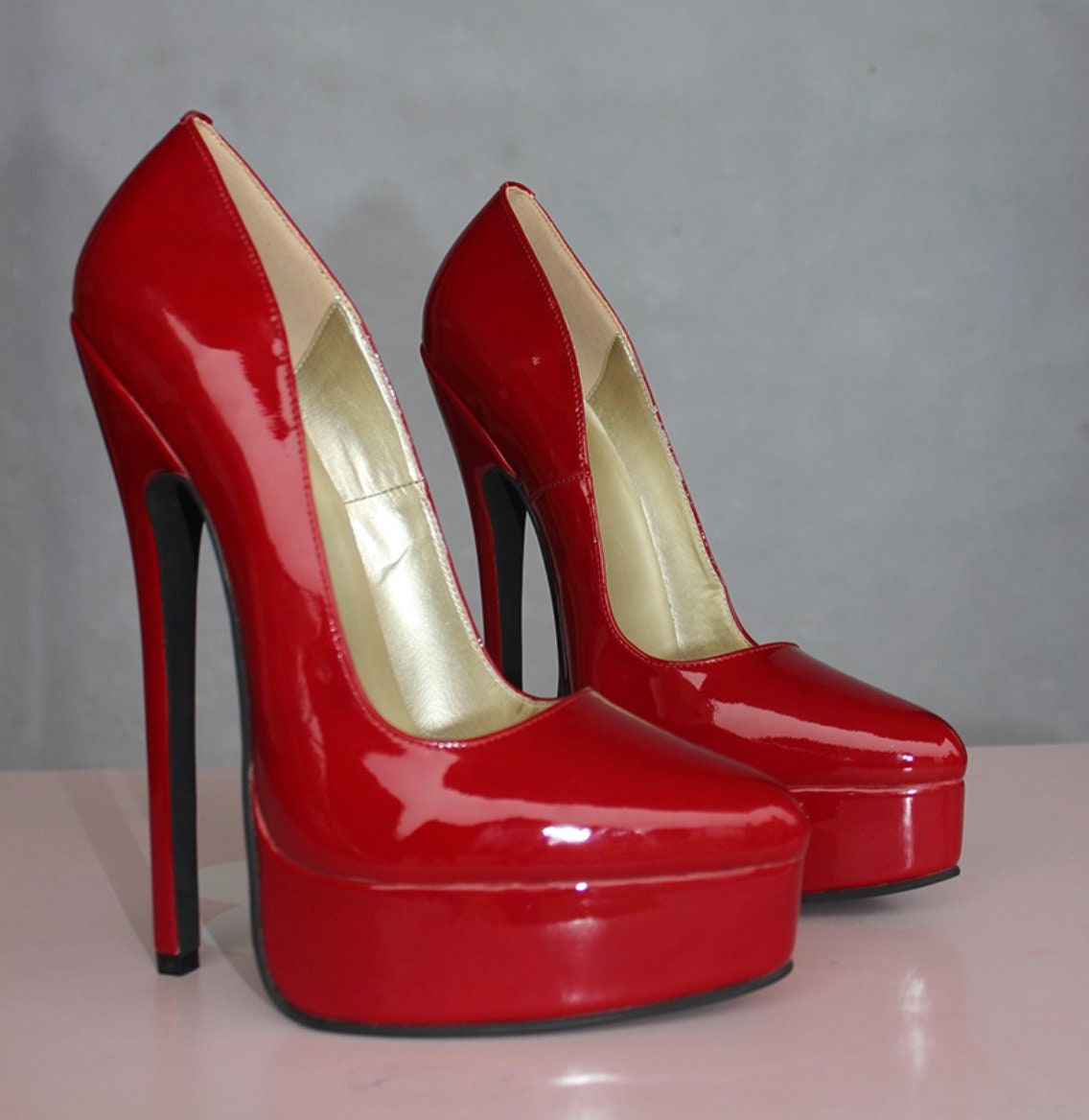 Retro Platform Stiletto Heels Hand Made in Real Leather 18 or - Etsy