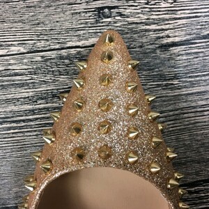 SPIKE STILETTO Gold or Silver GLITTER Pumps 6/8/10/12cm High Heel Court ...