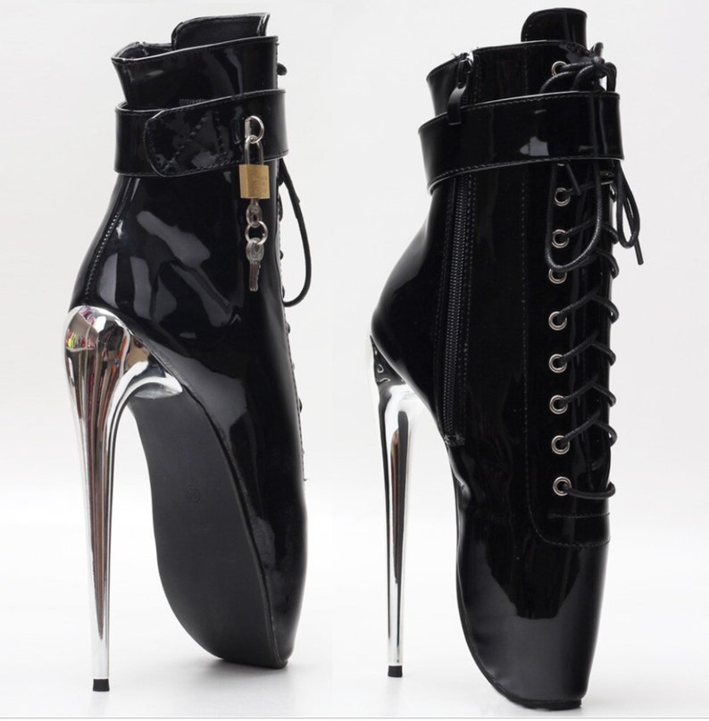 High Heel Ankle Ballet Boots Fetish Sexy Extreme Lockable 7 Uk3 13 Free