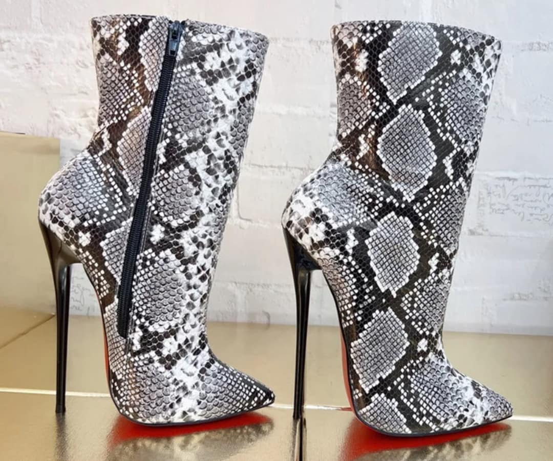 6inch 16cm Ultra High Heel Stiletto Snakeskin Pointy Ankle Boots - Etsy
