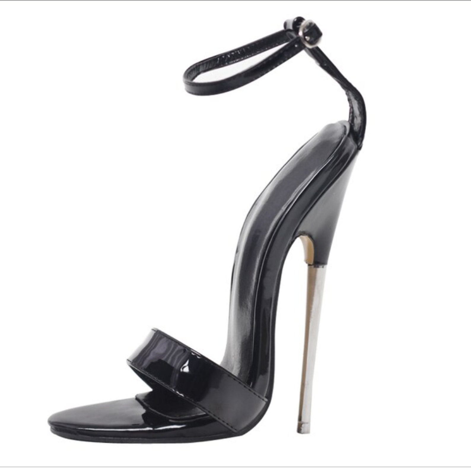 Metal High Heel Stiletto Barely There Sandals Sexy Patent Fetish 7 18cm