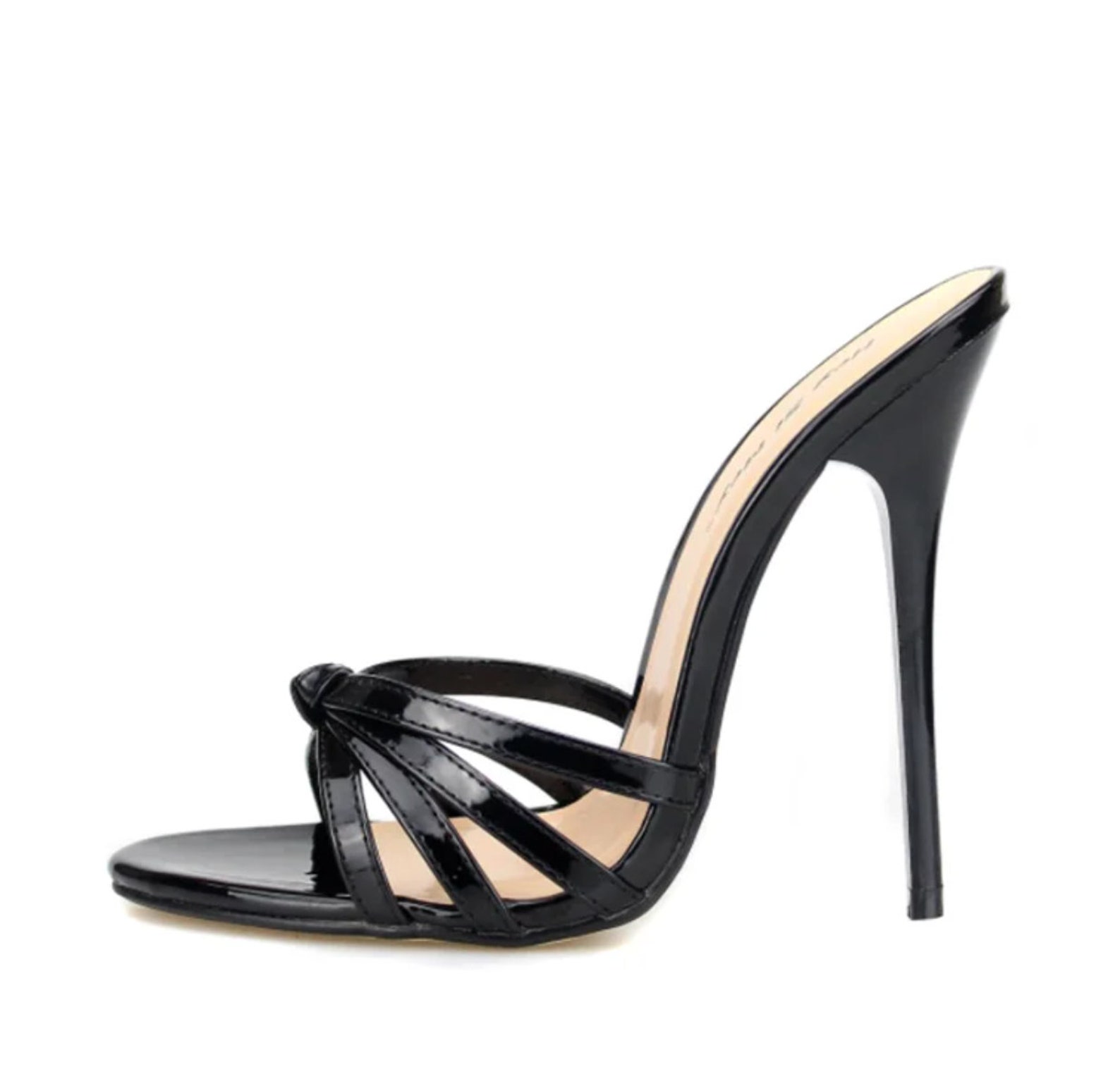 Extreme Thin Stiletto Heel 13cm Strappy High Heel Mules Round Toe Men's ...