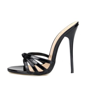 Extreme Thin Stiletto Heel 13cm Strappy High Heel Mules Round Toe Men's ...
