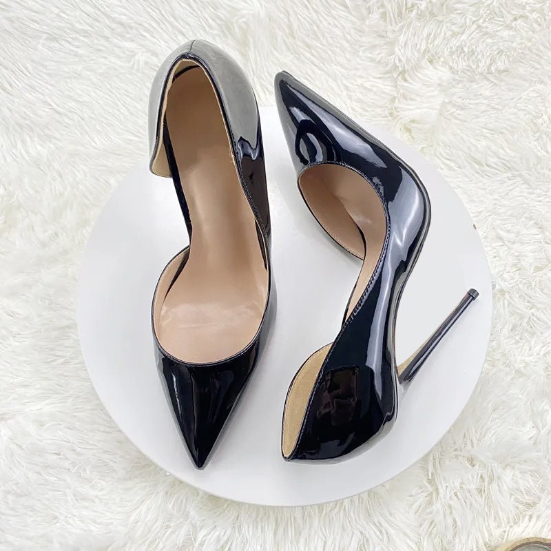 D'orsay STILETTO PUMPS 8-12cm High Heel Low Vamp Hand Made Court Shoes ...