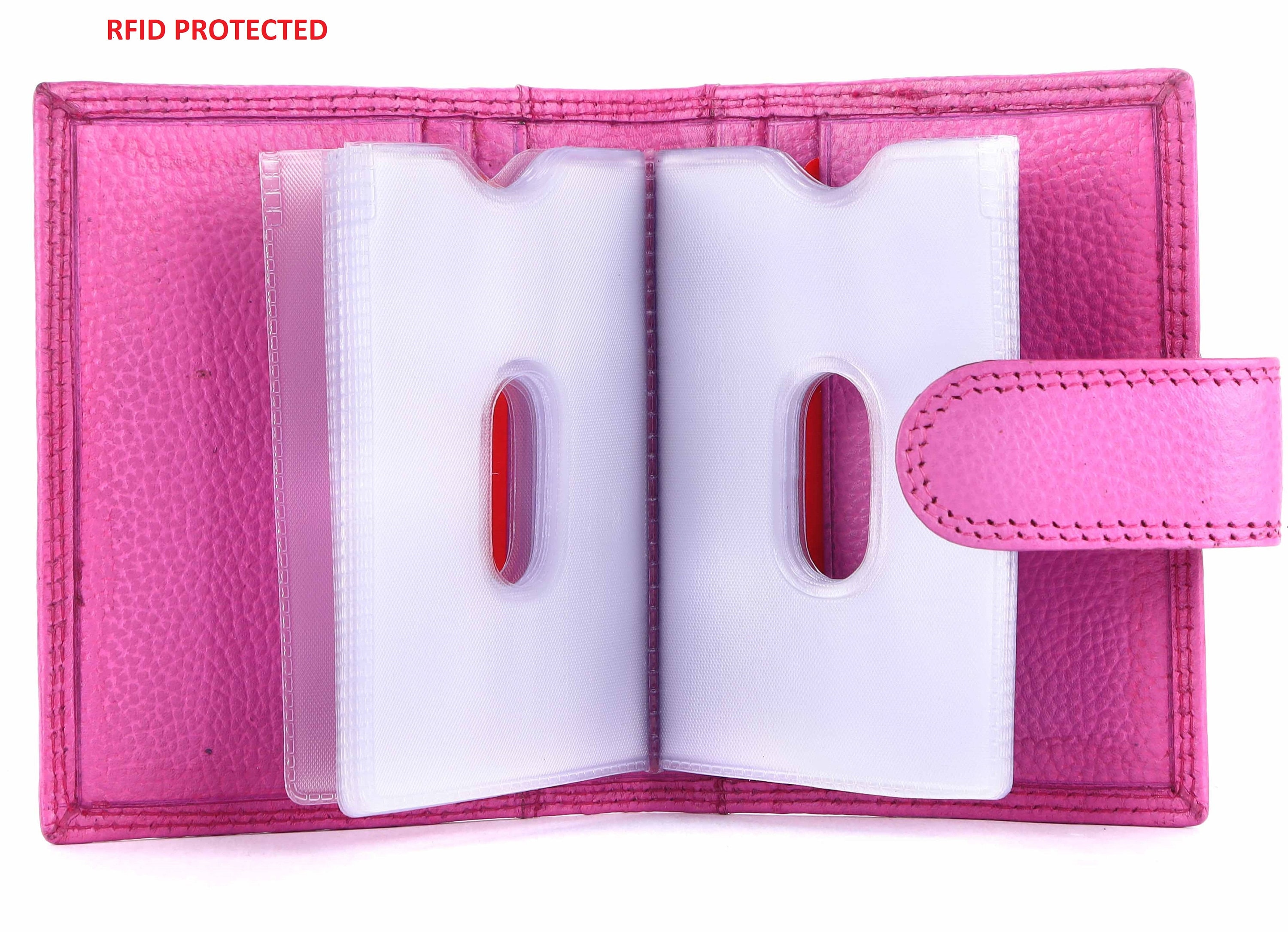 Genuine Leather Credit Card Holder Wallet -20 Clear Plastic Pockets ...