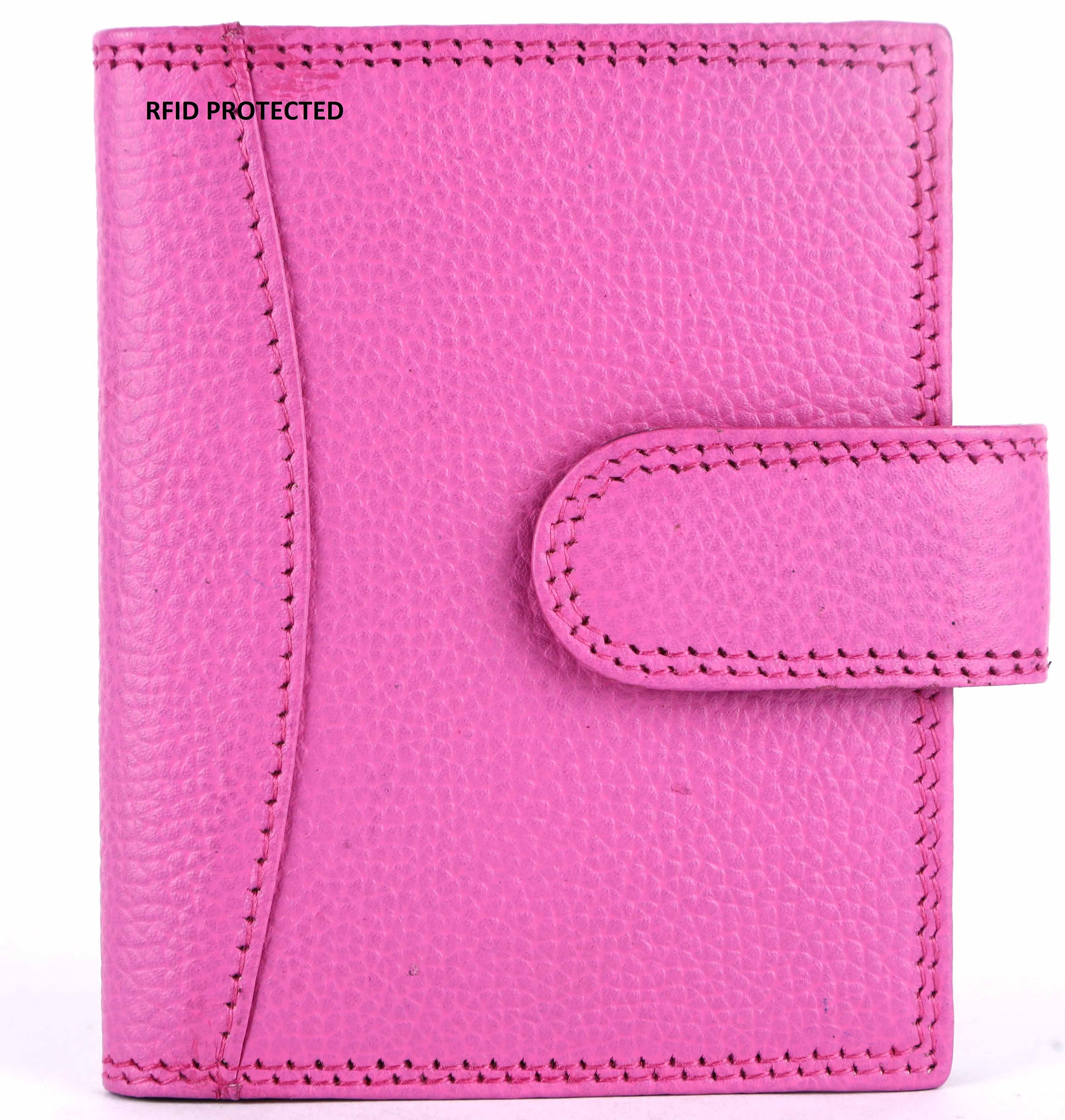 Genuine Leather Credit Card Holder Wallet -20 Clear Plastic Pockets ...