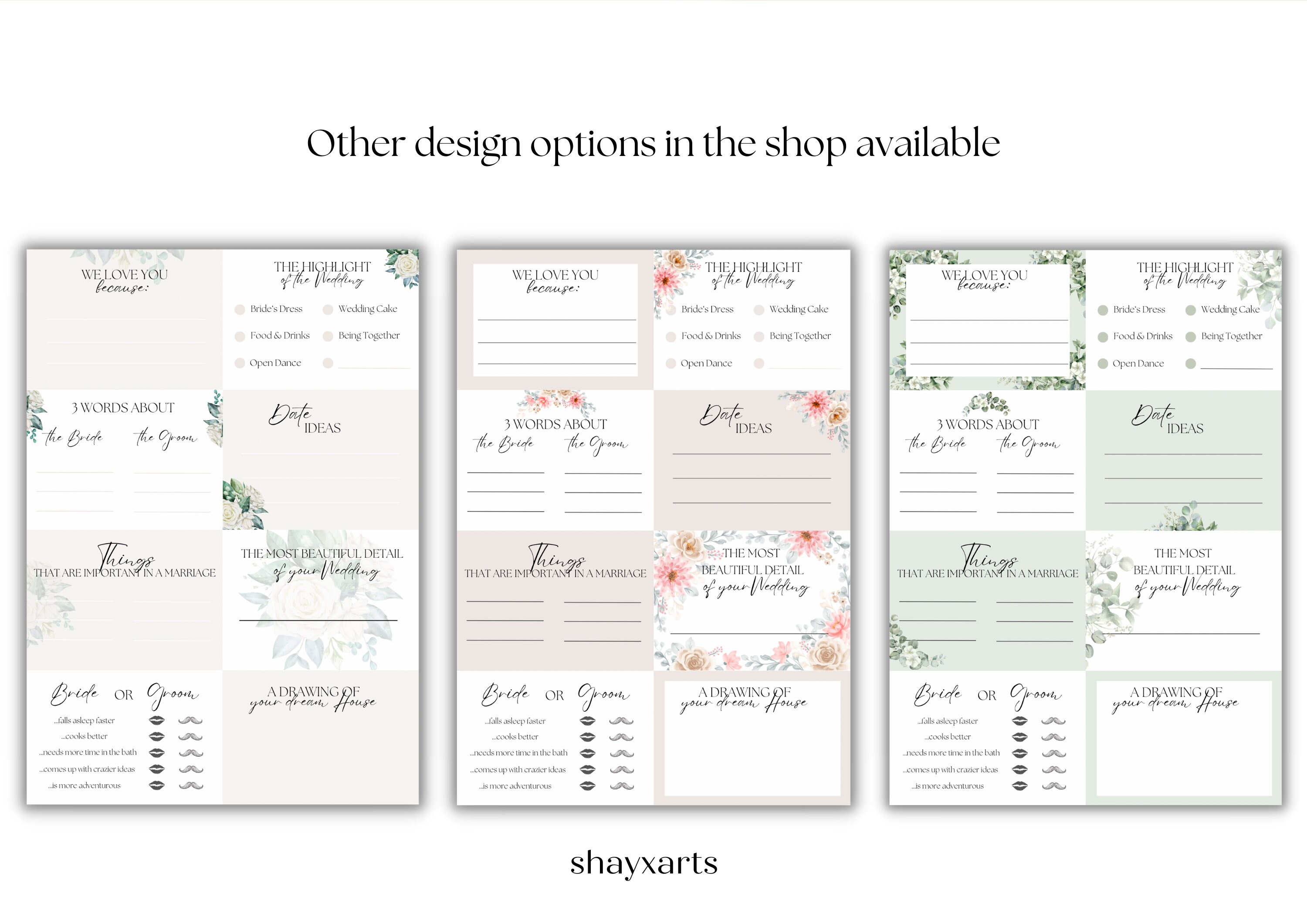 Wedding Cards for Guest Book, Wedding Guestbook Cards, Question Cards ...