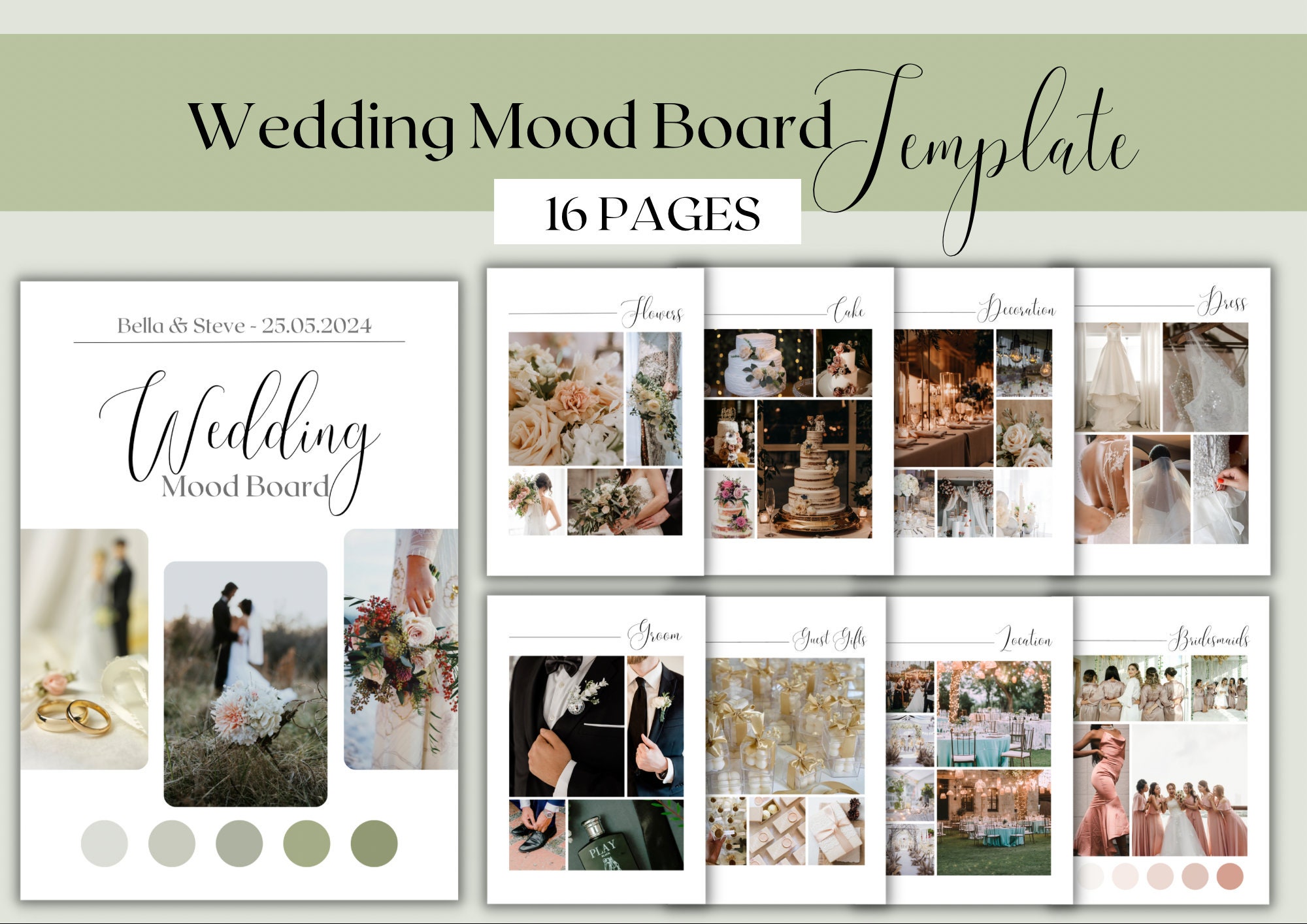 Wedding Mood Board Template | Digital Wedding Planner Template ...